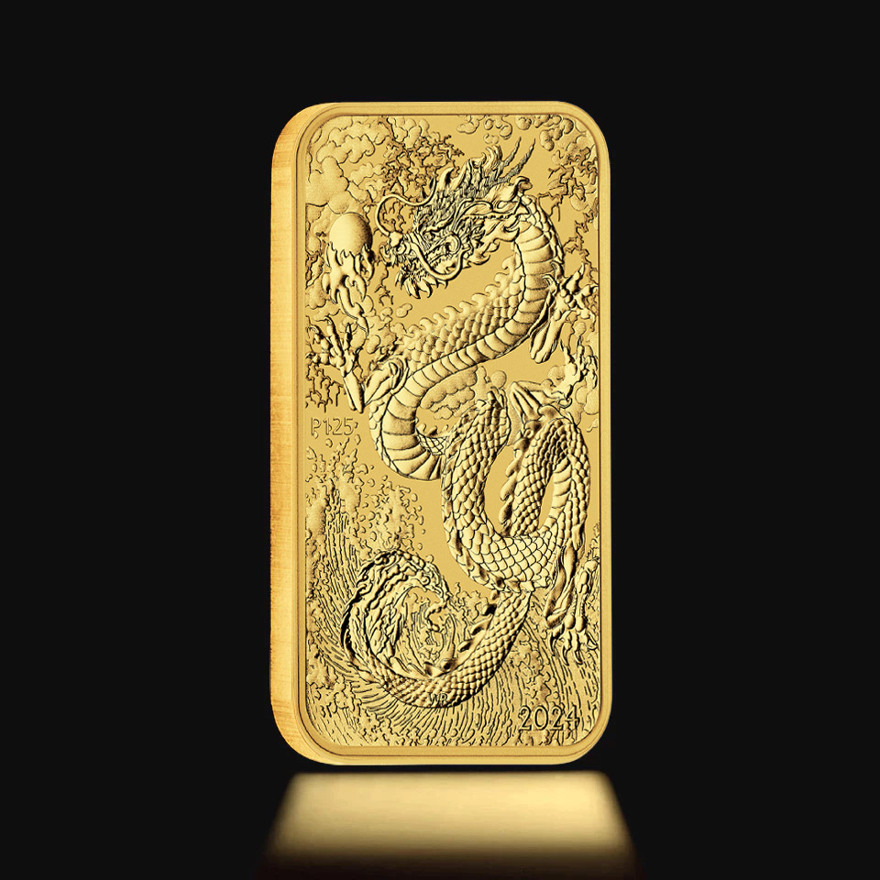 1 oz Australian Dragon Rectangular Gold Coin - Zelta monētas un stieņi