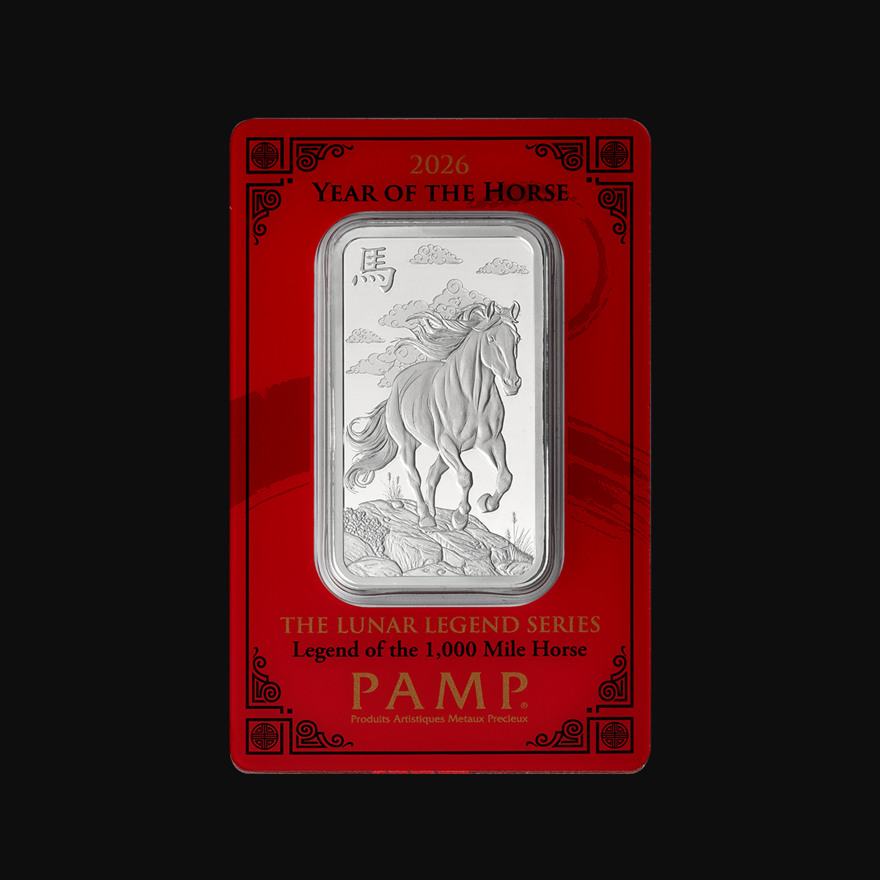 1 oz PAMP Lunar Year of the Horse 2026 Silver Bar - Tavex Latvia