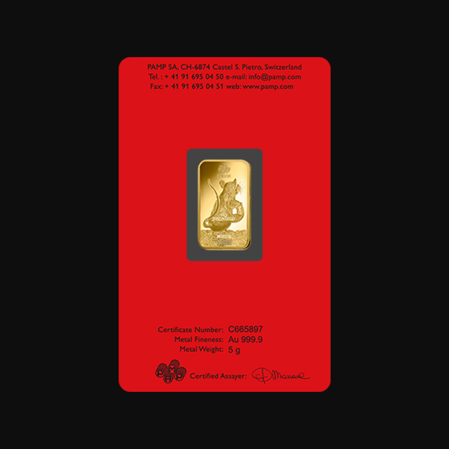 5 gram PAMP Lunar Mouse 2020 Gold Bar - Zelta monētas un stieņi