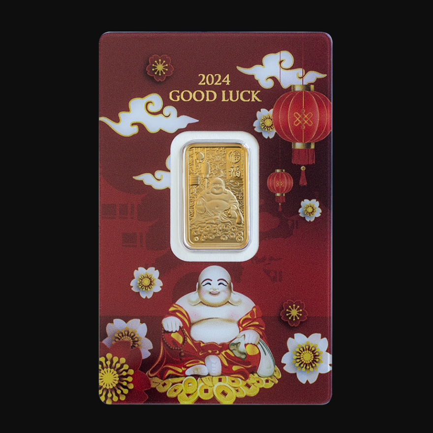 Laughing Buddha Good Luck 5g Pure Gold Bar - Zelta monētas un stieņi